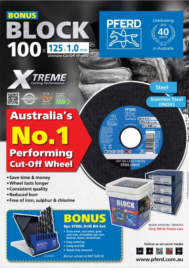 PFERD PROMO 125MM CUTTING DISCS WITH BONUS 8 PIECE STEEL DRILL BIT SET